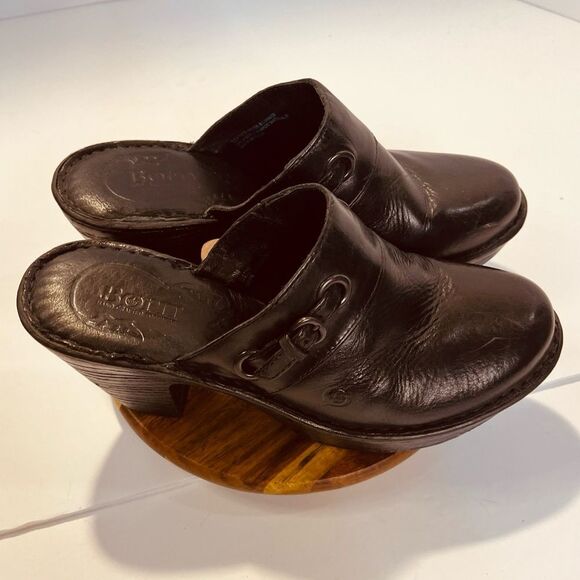 Born | Shoes | Born Mules Leather Black Platform Cushioned Insole Size ...